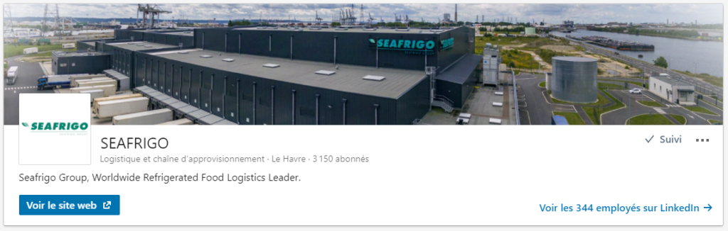 Page entreprise LinkedIn Seafrigo Group – SeafrigoNet